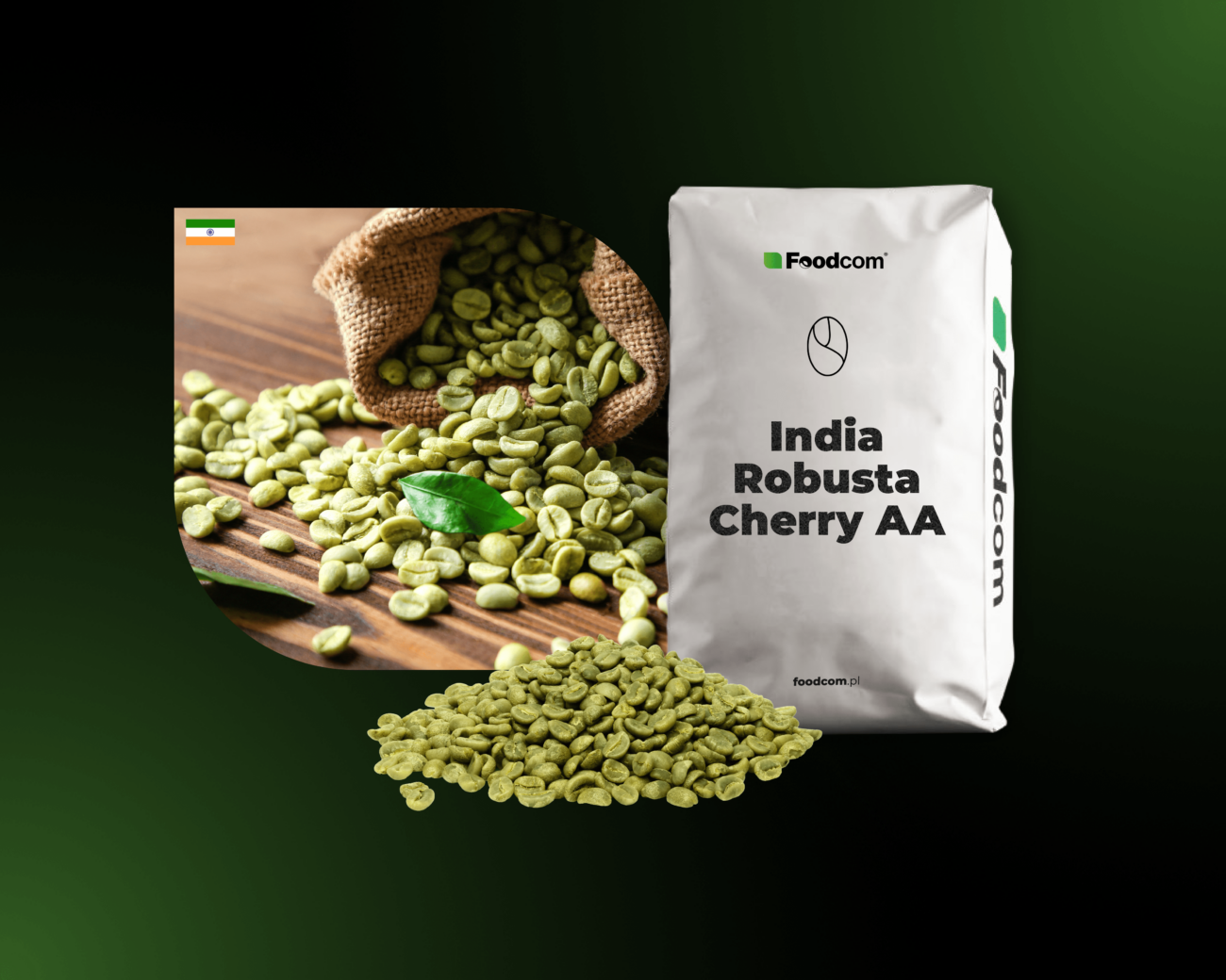 India Robusta Cherry AA | | Price | 60 kg bags | B2B trade | Foodcom S.A.